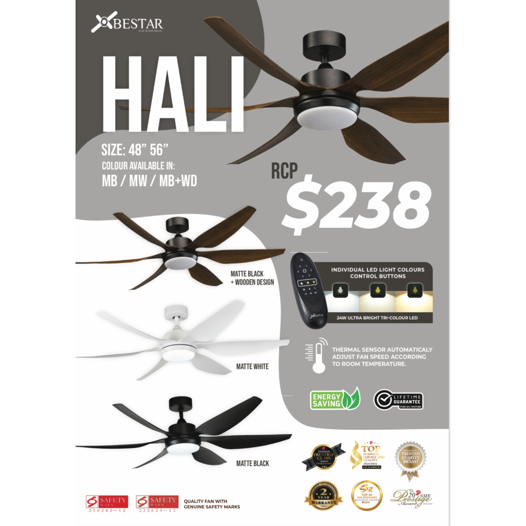 Bestar Hali 56"/48" DC Ceiling Fan with 24W 3 Tone LED Light Kit and ...