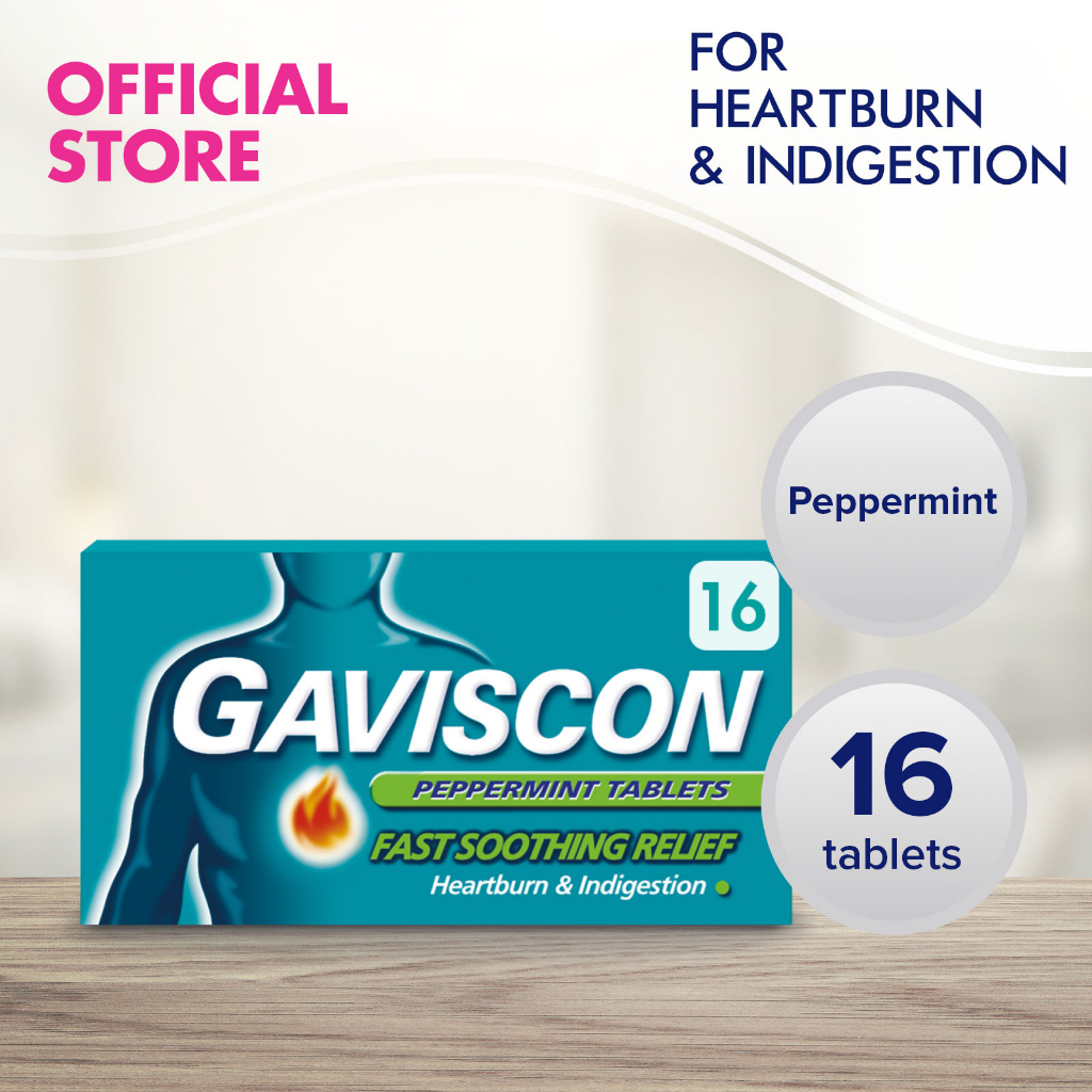 Gaviscon Peppermint Chewable Tablets For Heartburn - 250mg x 16s ...