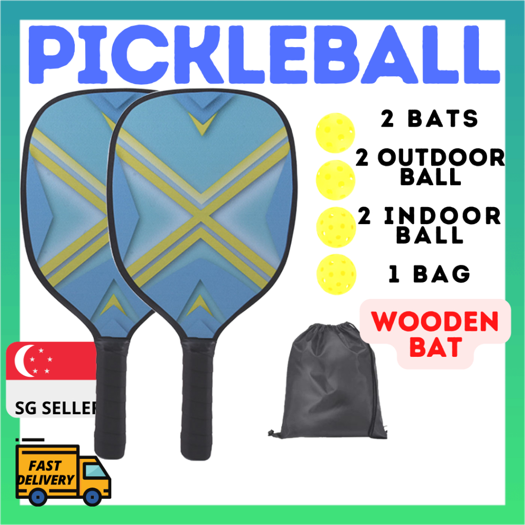 [SG SELLER][PICKLEBALL SET] 2 PICKLE BALL BATS 4 BALLS WITH CARRY BAG ...
