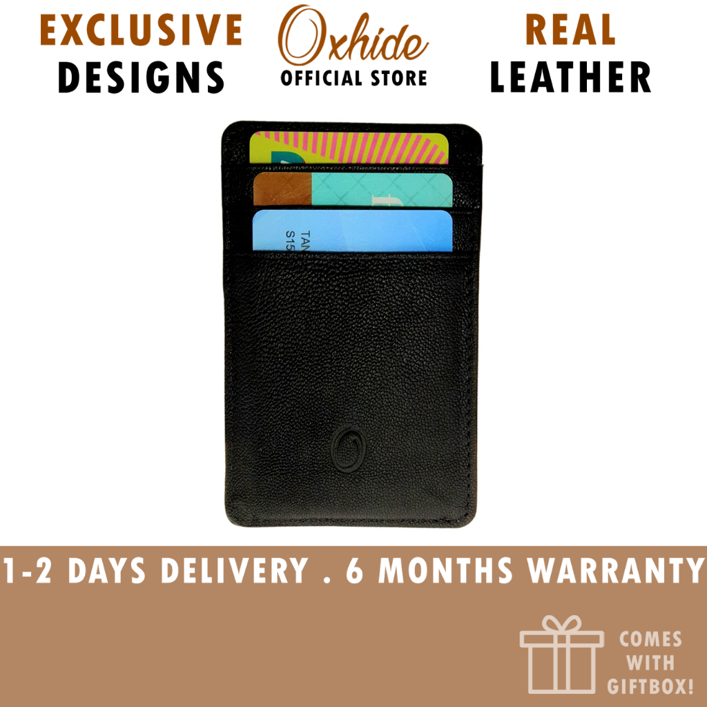 Leather Card Holder Black vertical Grain Leather -3601 black Oxhide ...