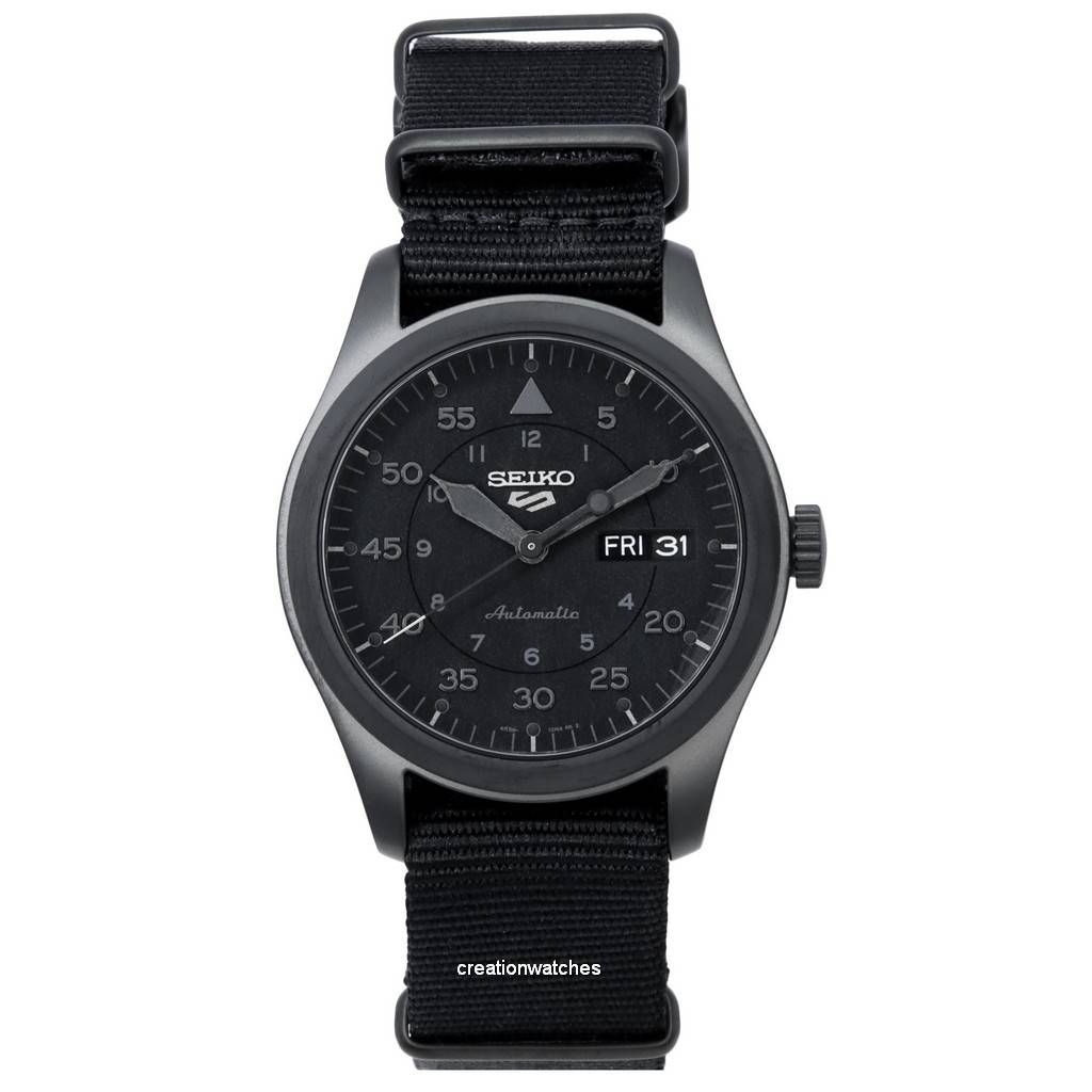 Seiko 5 Sports Stealth Nylon Strap Black Dial Automatic SRPJ11 SRPJ11K1 ...