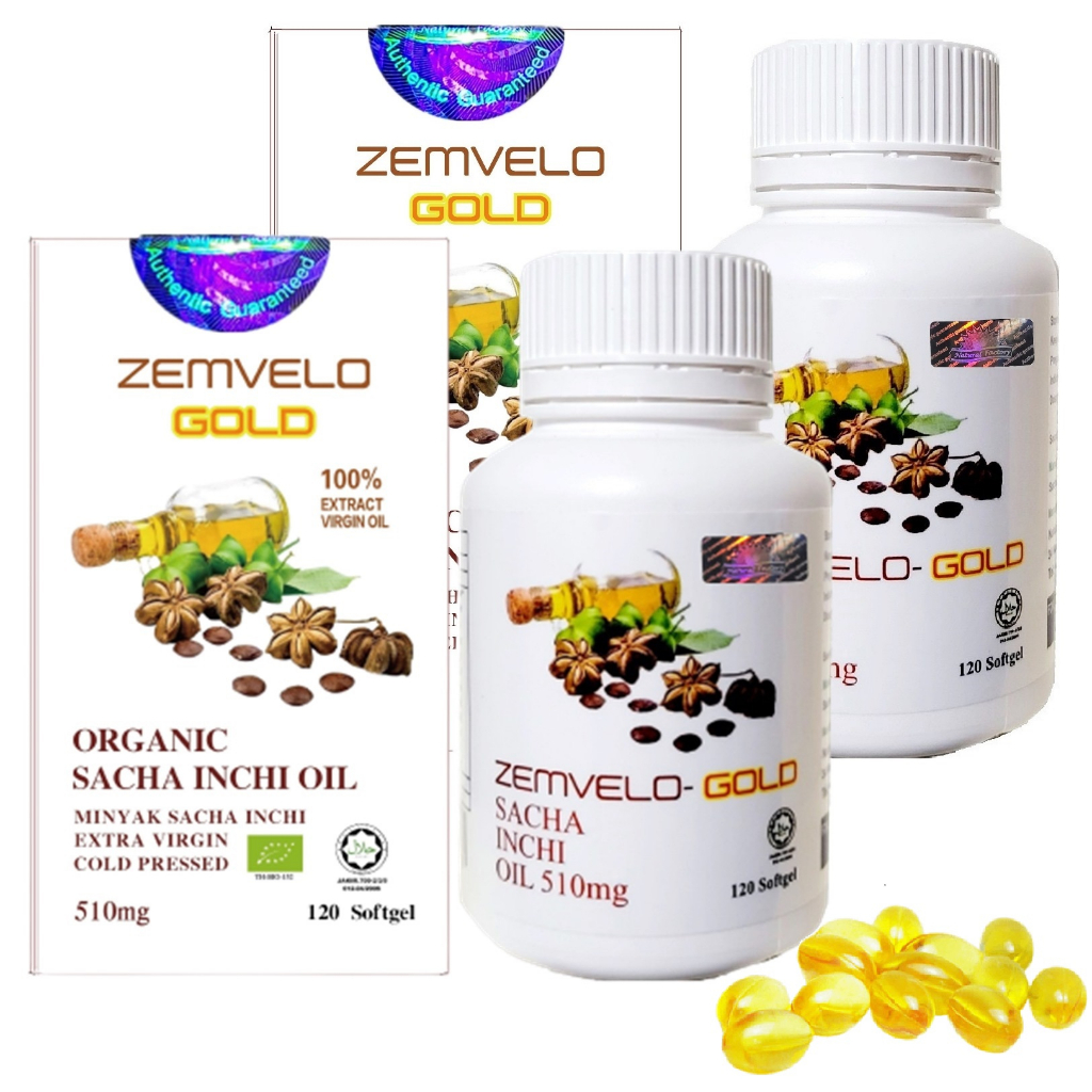 Official Store ZEMVELO GOLD SACHA Inchi Oil Softgel 2×( 510mg x 120 ...