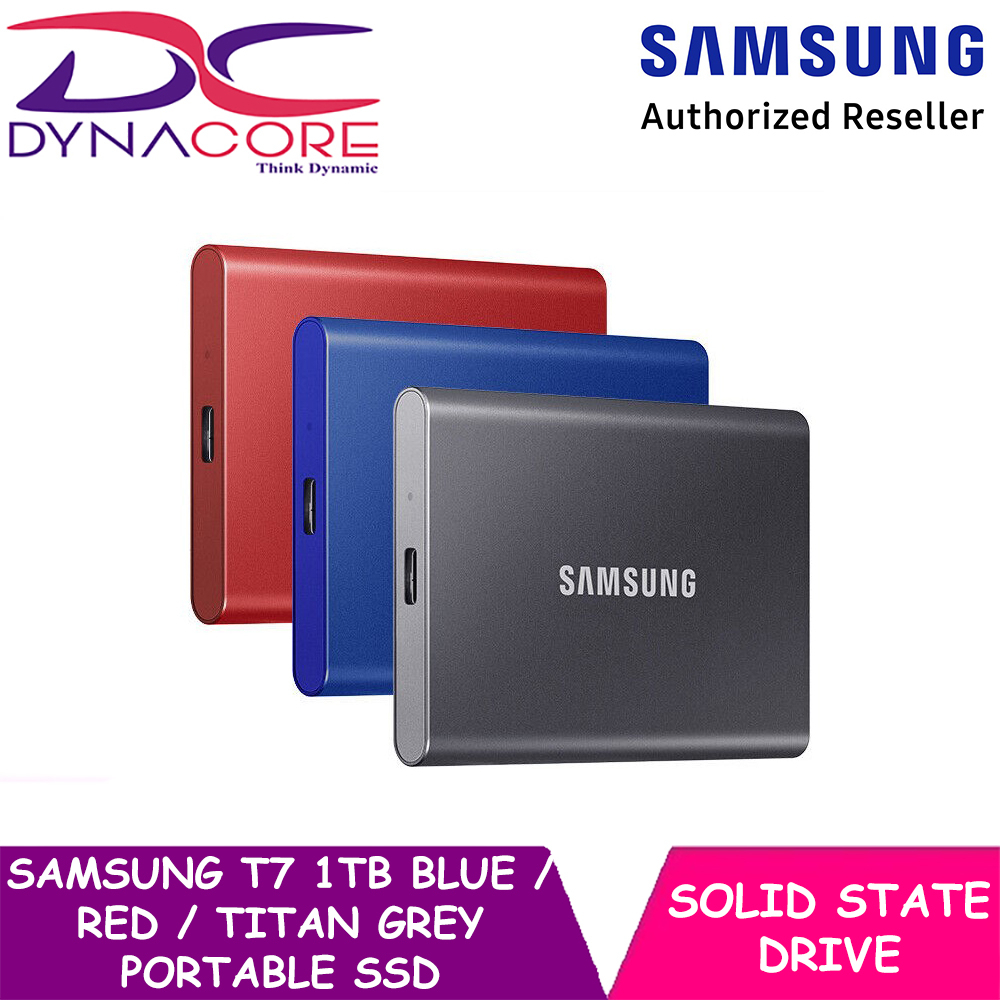DYNACORE - SAMSUNG T7 1TB Blue / Red / Titan Grey Portable SSD - 3 ...