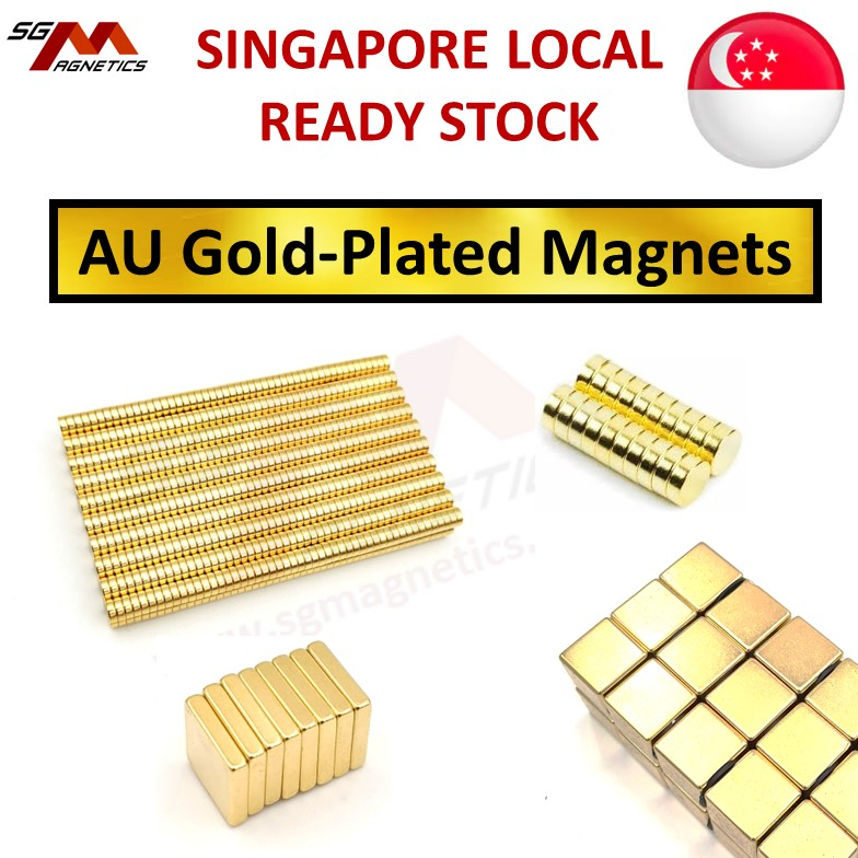 Gold Plated Neodymium Magnets - Small AU plate gold coated shiny golden ...