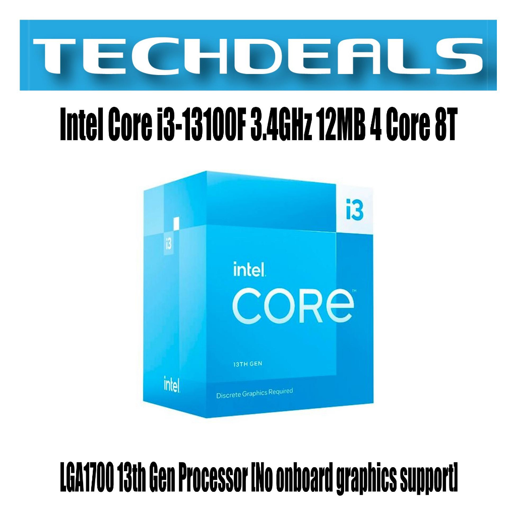 Intel Core i3-13100F 3.4GHz 12MB 4 Core 8T LGA1700 13th Gen Processor ...