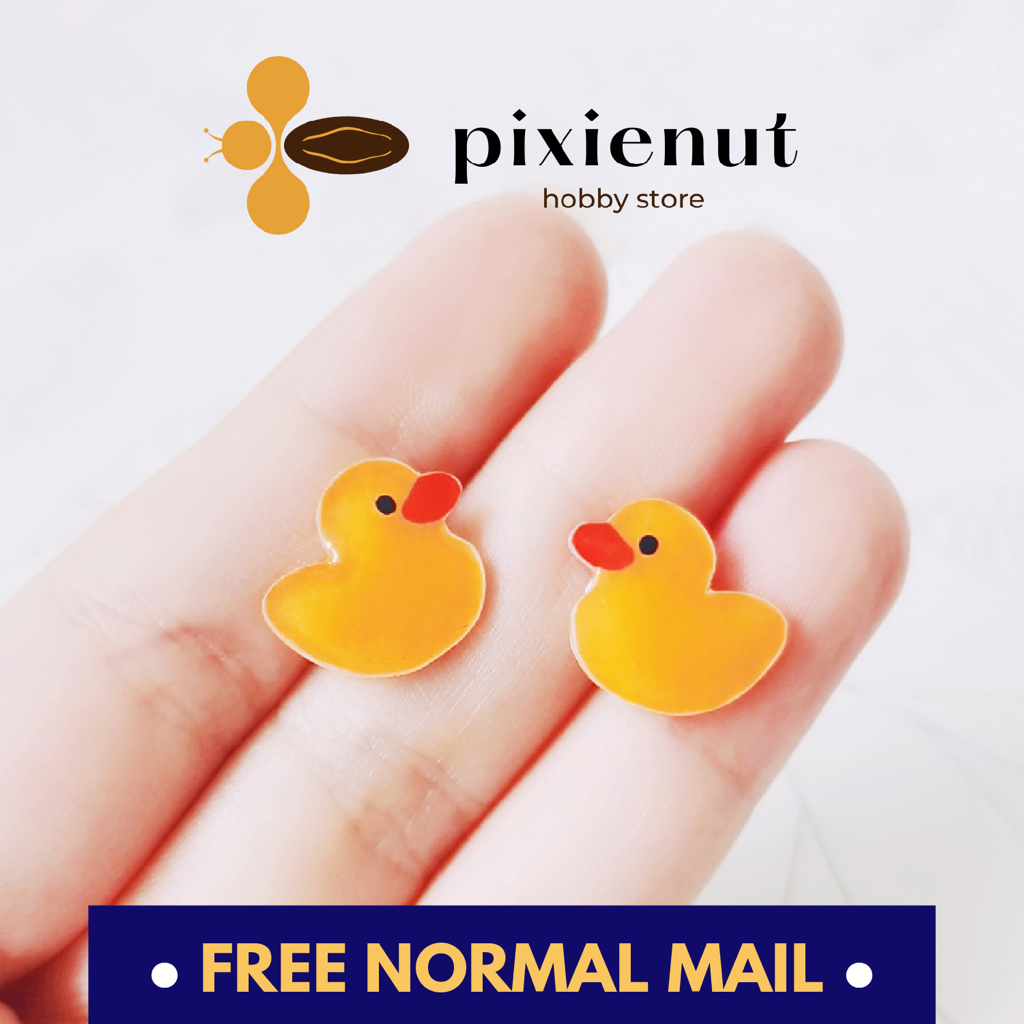 Handmade Rubber Ducky Ear Studs. 925 Sterling Silver Hypoallergenic ...