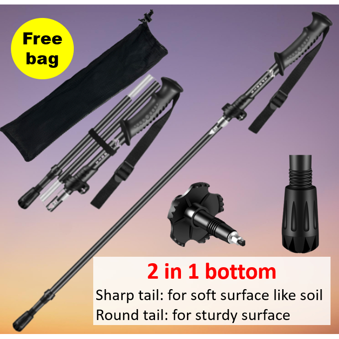 Collapsible Tri-fold Trekking Hiking Poles Foldable Hiking Stick Carbon ...