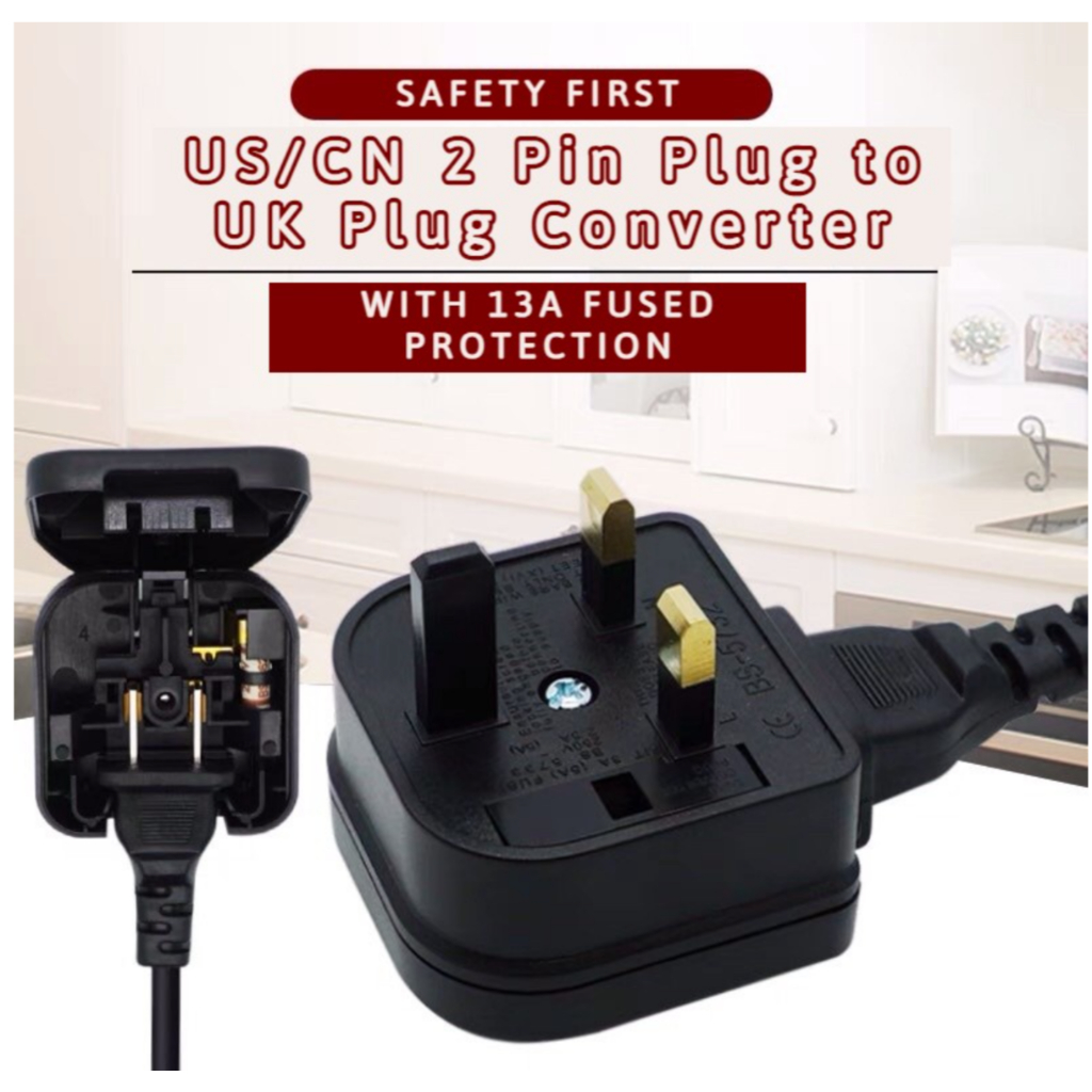 [SG seller]Embedded US 2 Pin To 3 Pin UK Converter Plug Adapter With ...
