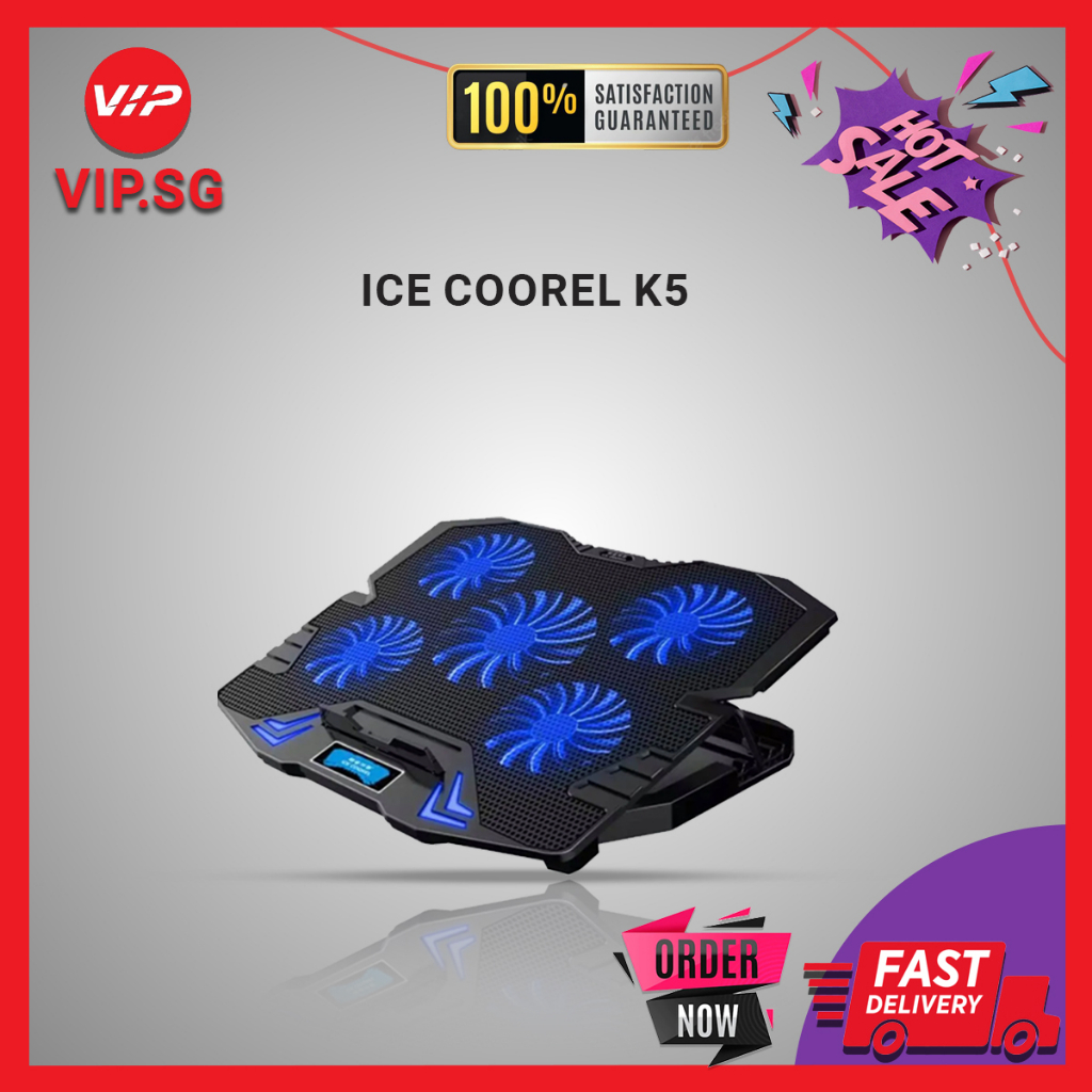 ICE COORLE L5 / laptop Notebook Cooling Pad 5 Fan 2 USB 5 Files Speed ...