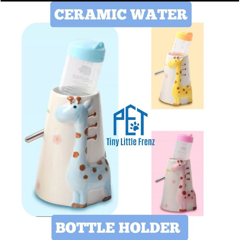 [TLF] Hamster Water Bottle 80ml / Ceramic Water Bottle Holder / Stand ...