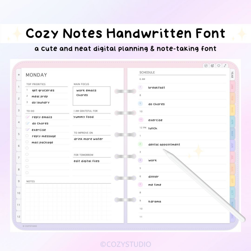 [FONT] CozyNotes Handwritten Font for Digital Planning and Note-taking ...