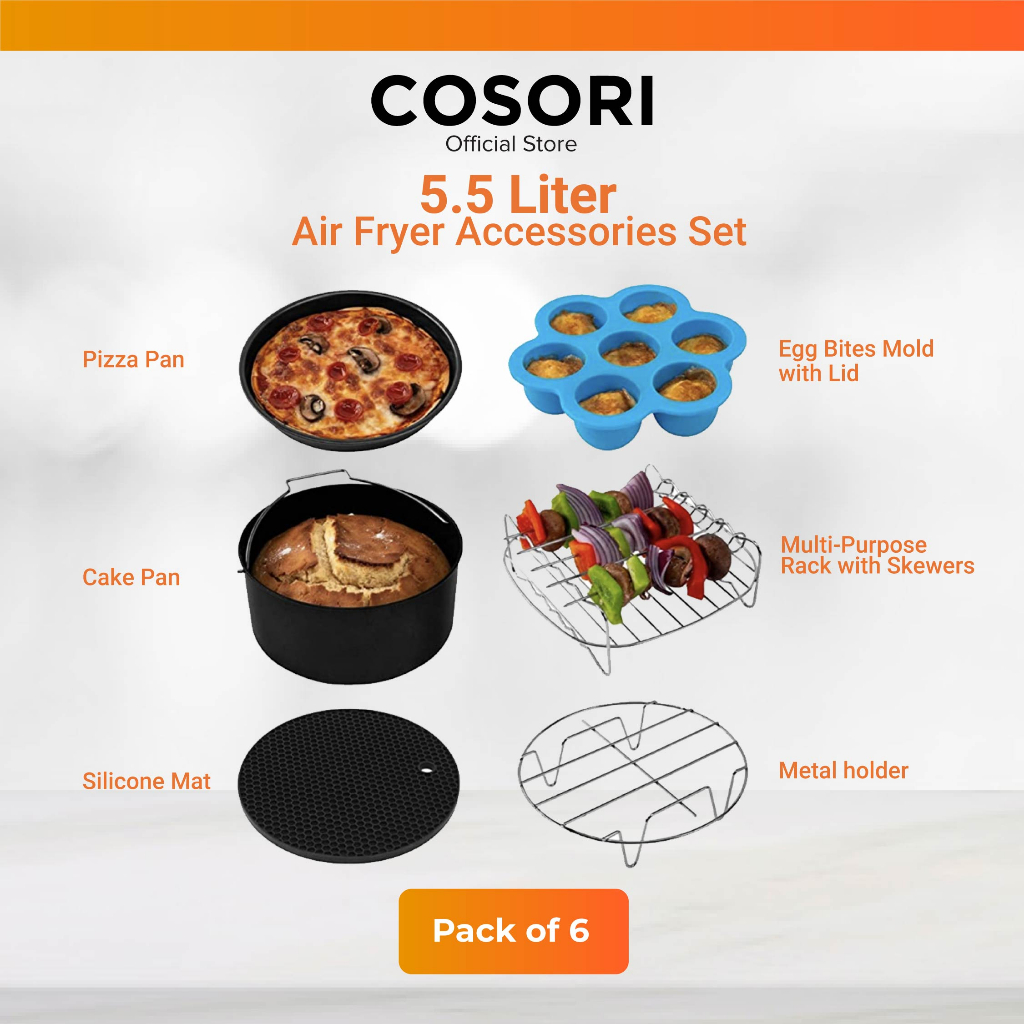 COSORI Air Fryer Accessories Set Fit 5.5L Cake Pan / Pizza Pan / Metal ...