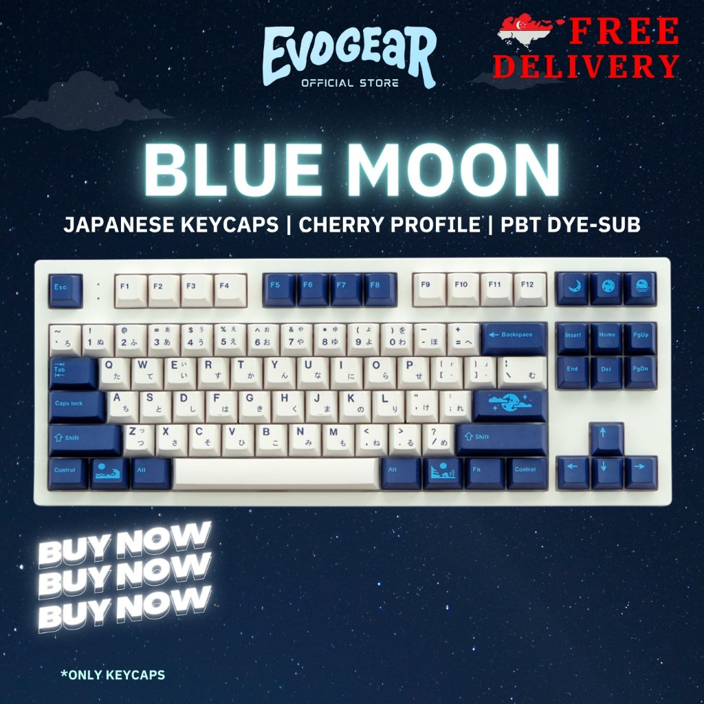 [SG READY STOCK] Blue Moon Keycaps | 134 Keys | Cherry Profile | PBT ...