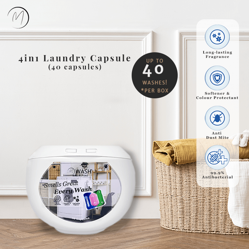 MWash 4in1 Laundry Capsule Pack 40pcs | Shopee Singapore