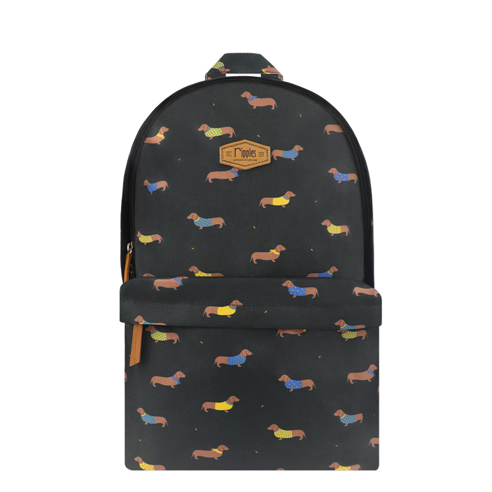 Ripples Dachshund Dog School Backpack In Black or Light Green | Shopee ...