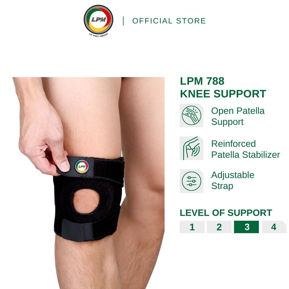 LPM Knee Support 788 Adjustable Knee Guard with Reinforced Open Patella ...