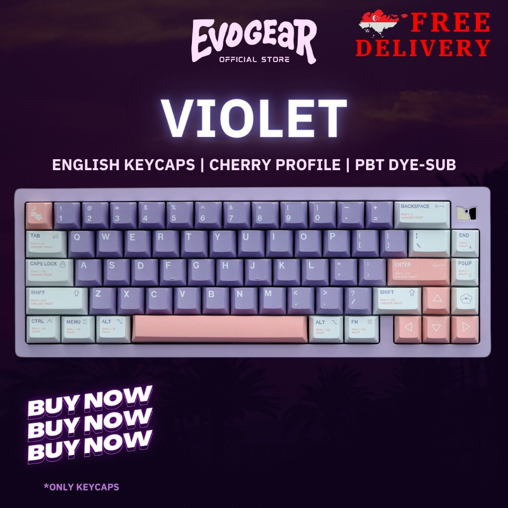 [SG READY STOCK] Timeless Violet Keycaps | 134 Keys | Cherry Profile ...