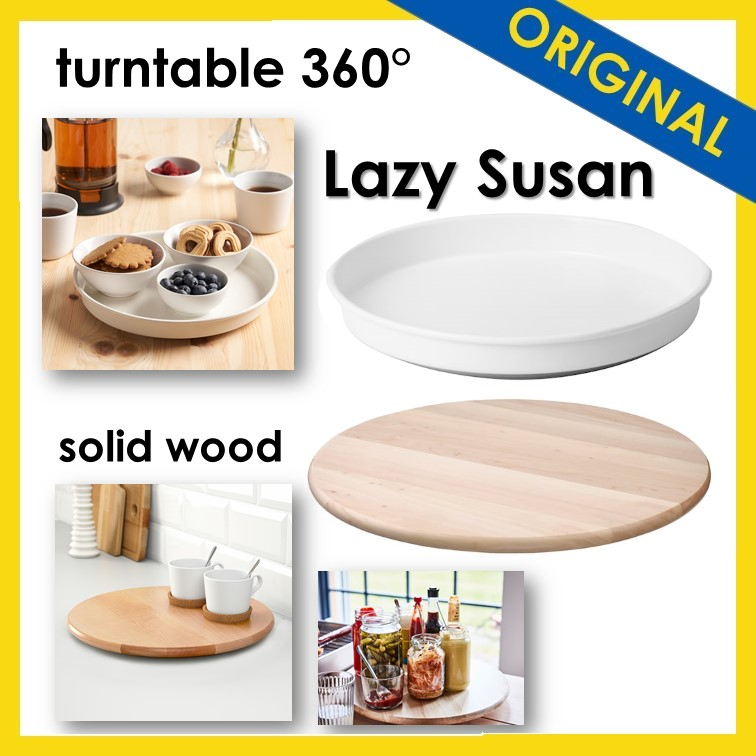 Lazy Susan, birch solid wood, 39cm - 26cm steel Round Table Rotating ...