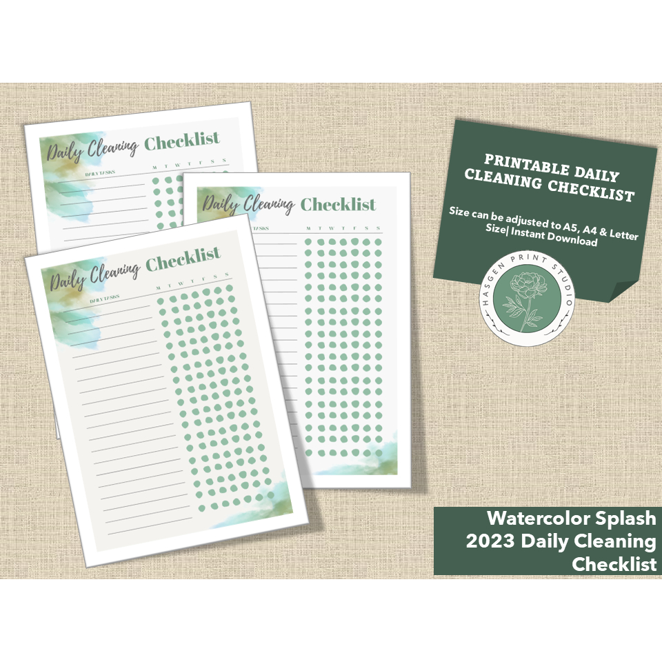 Digital & Printable Daily Cleaning Checklist | Printable | Splash ...