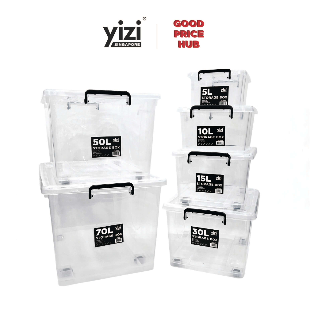 YIZI Transparent Stackable Storage Box with Wheels [ 5L to 70L ...