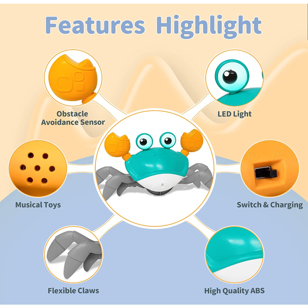 【SG Stock】Crawling Crab Baby Toy - Sensor-based Obstacle Avoidance with ...