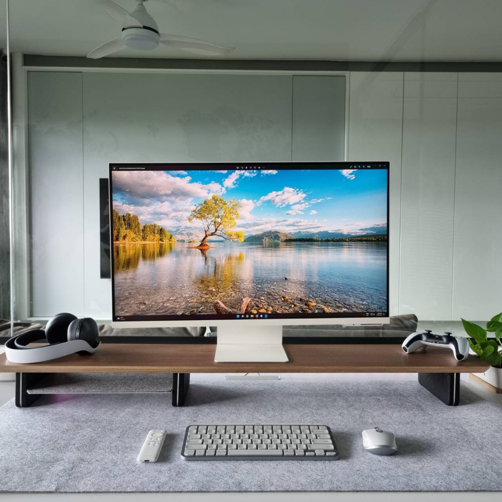 ALEXTEO Solid Wood Desk Shelf Large Dual Monitor Stand Riser | Shopee ...