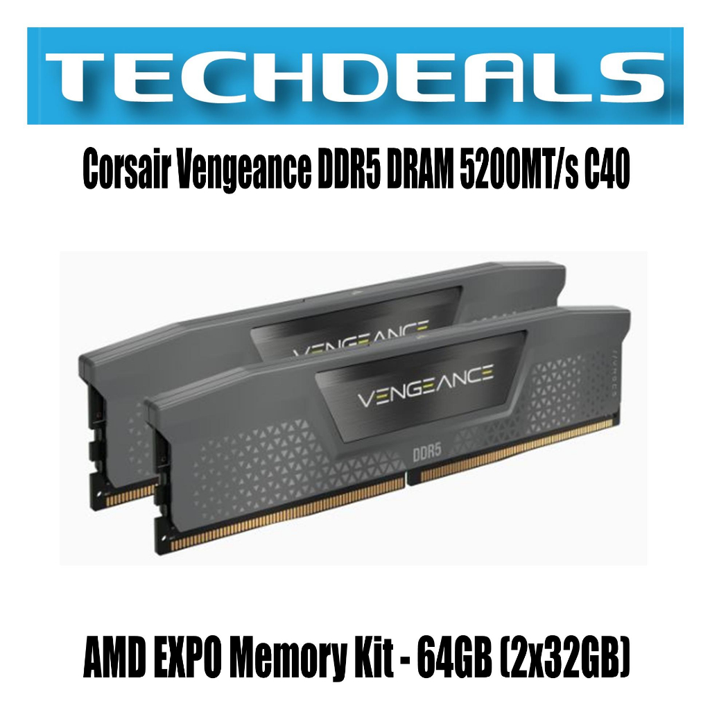 Corsair Vengeance DDR5 DRAM 5200MT/s C40 AMD EXPO Memory Kit - 64GB ...