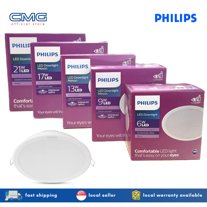 Philips Meson LED ROUND Downlight 6w/9w/13w/17w/21w in DL/WW/CW ...