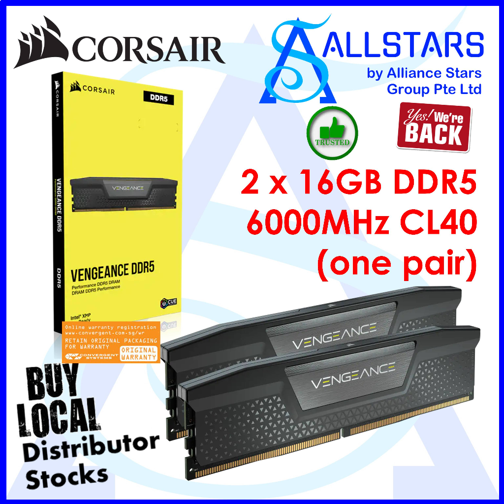 CORSAIR Vengeance DDR5 32GB (2x16GB) DDR5 6000MHz CL40 Gaming RAM Kit ...