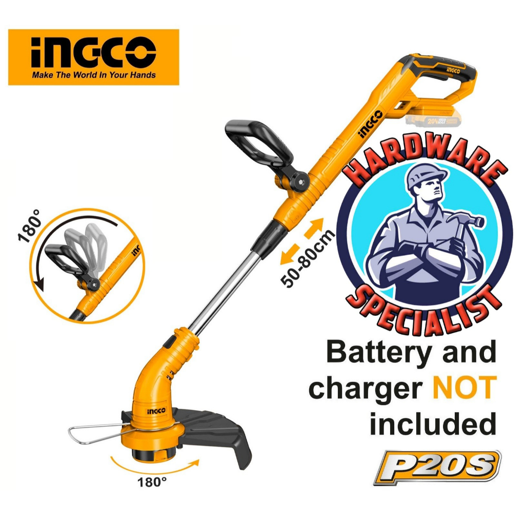 Ingco CGTLI20328 20V Cordless Grass Trimmer / Grass Cutter | Shopee ...