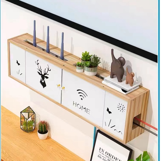 Wireless Router Storage Organiser Punch Free Wifi Rack Living Room Wall