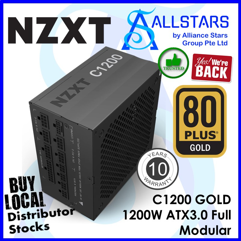 NZXT C1200 GOLD 1200W 80+GOLD ATX Power Supply ATX3.0 (PA-2G1BB-UK) / NZXT 1200W PSU / Full ...
