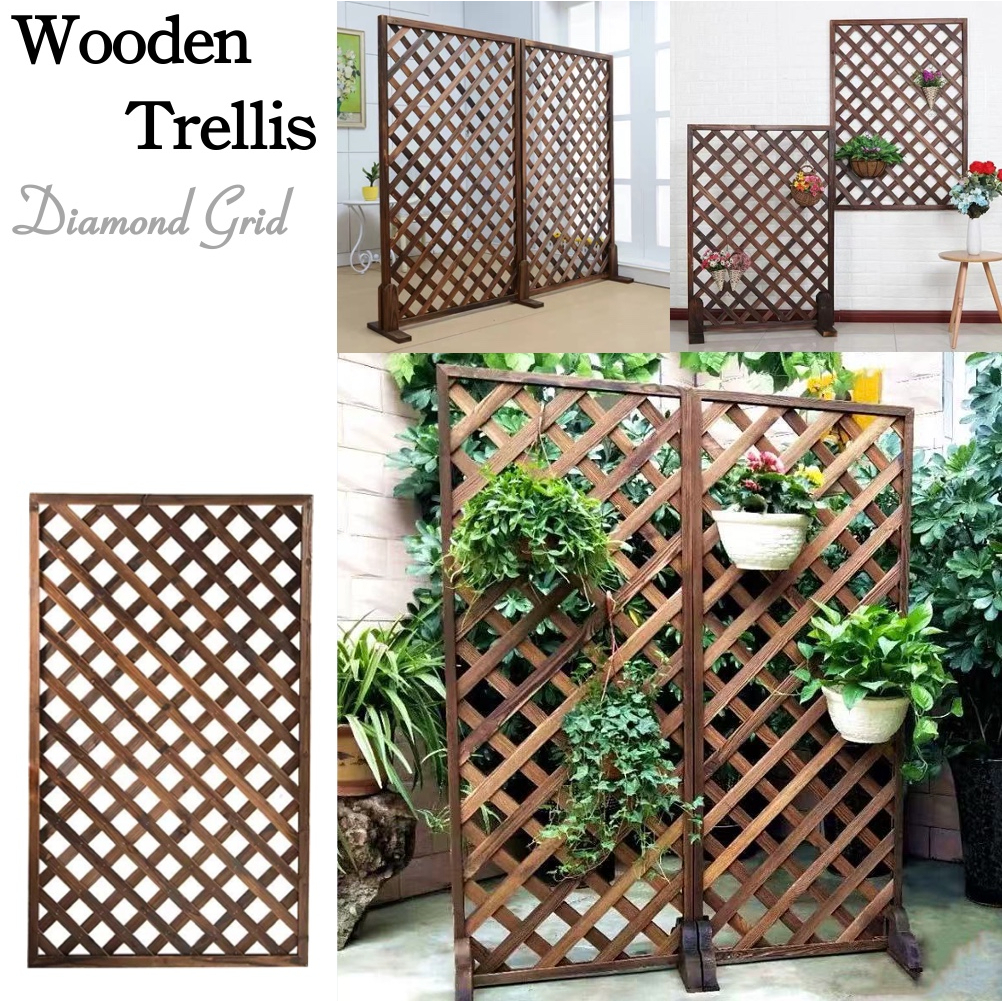 ⭐DIAMOND GRID TRELLIS⭐Wooden Mesh Plant Trellis Rack Grid Diamond ...