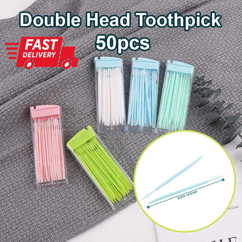 [Ready Stock] ] 50 Pcs Double Sided Plastic Toothpicks Oral Care ...
