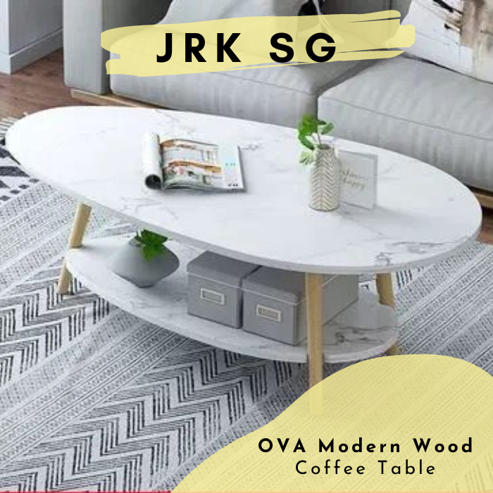 OVA Modern Wood Coffee Table with marble veins | Shopee Singapore