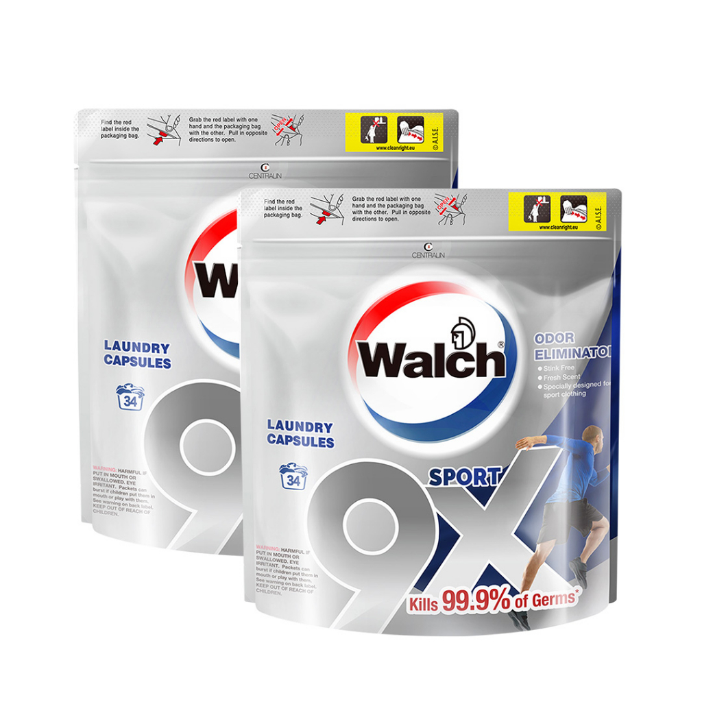 Walch® 9X Sports Laundry Capsules Refill 34 Pods x 2 Packs | Shopee ...