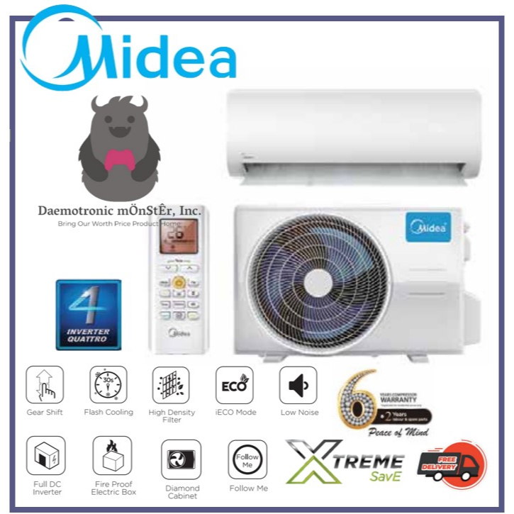 Midea System 1 XtremeSave Inverter Single Split Aircon + Installation ...