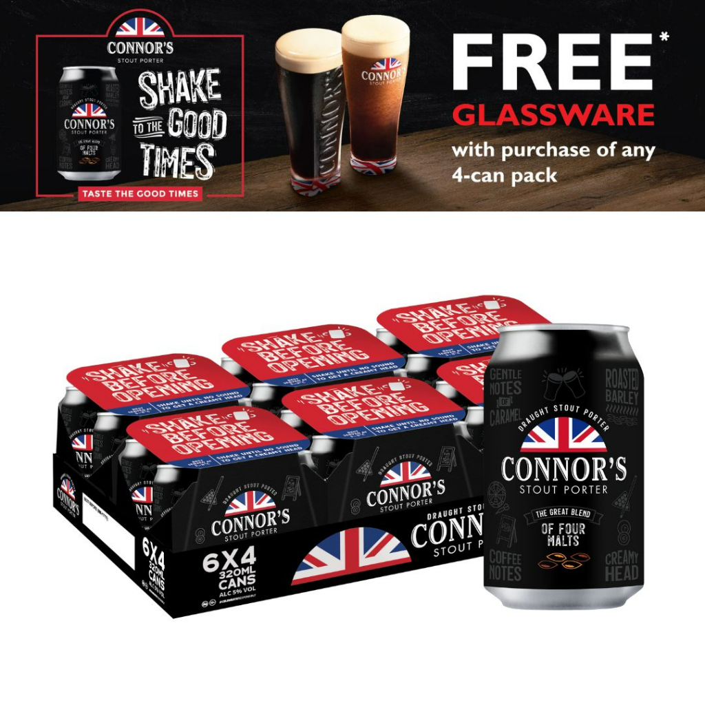 Connor's Stout Porter Draught Beer 320ml Can (Pack of 24) | Shopee ...