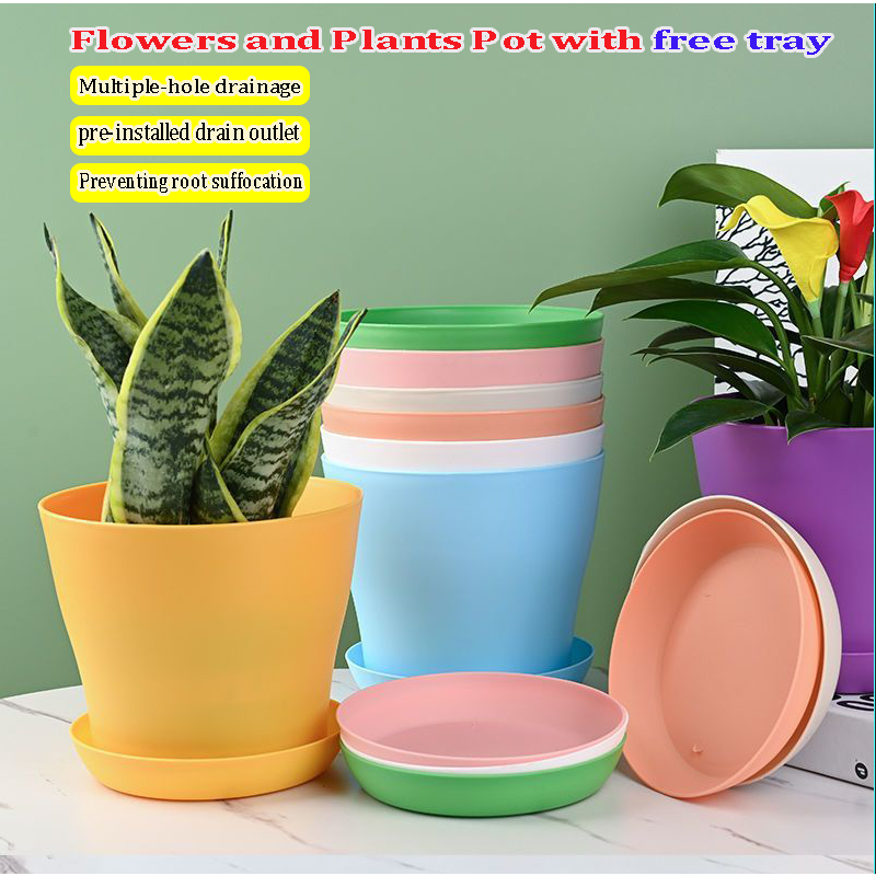 【Local buy5free1】Colorful Planters plant Pot Durable Resin Breathable ...