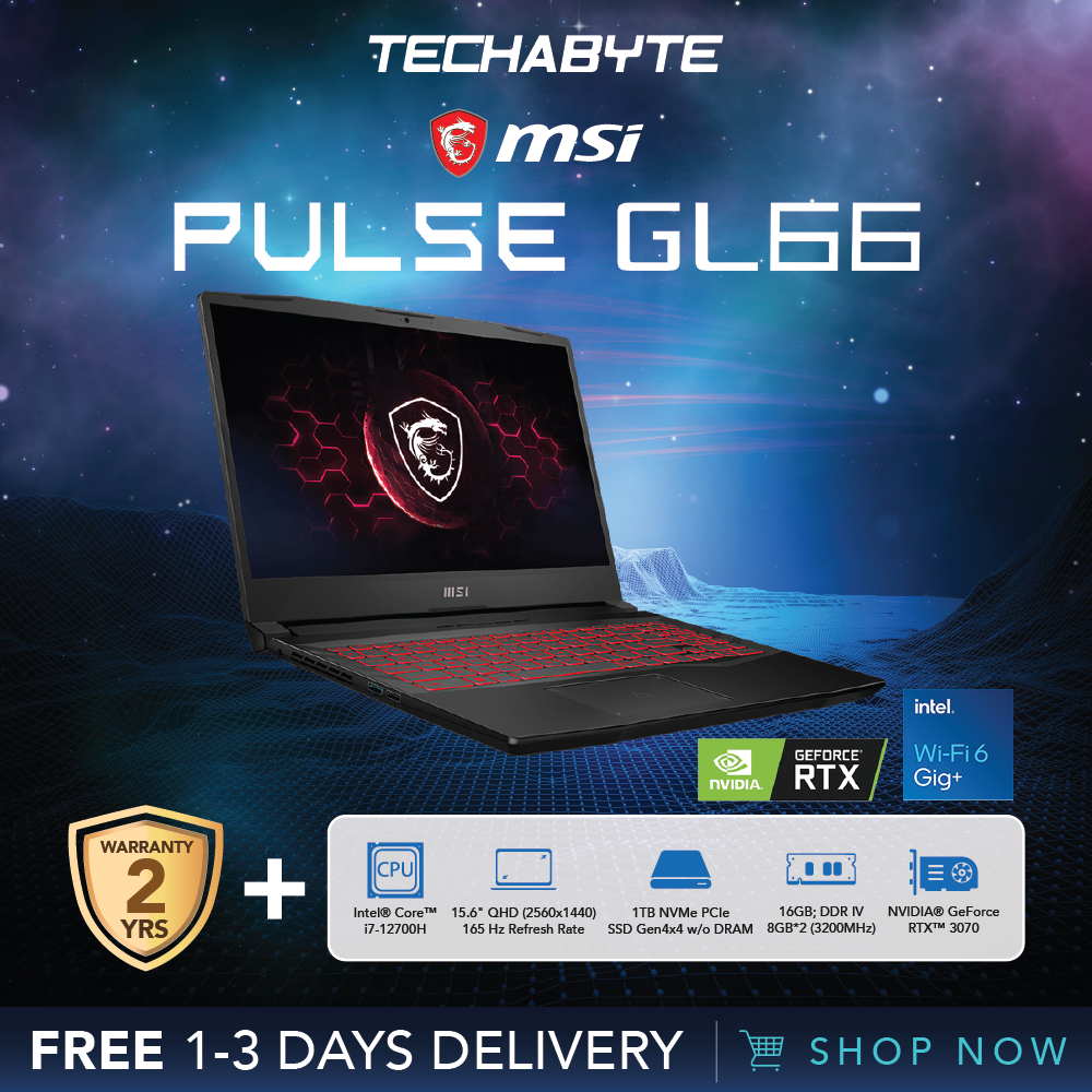 MSI Pulse GL66 | 15.6" QHD | i7-12700H | RTX 3070 | 16GB (8GBx2) DDR4 ...