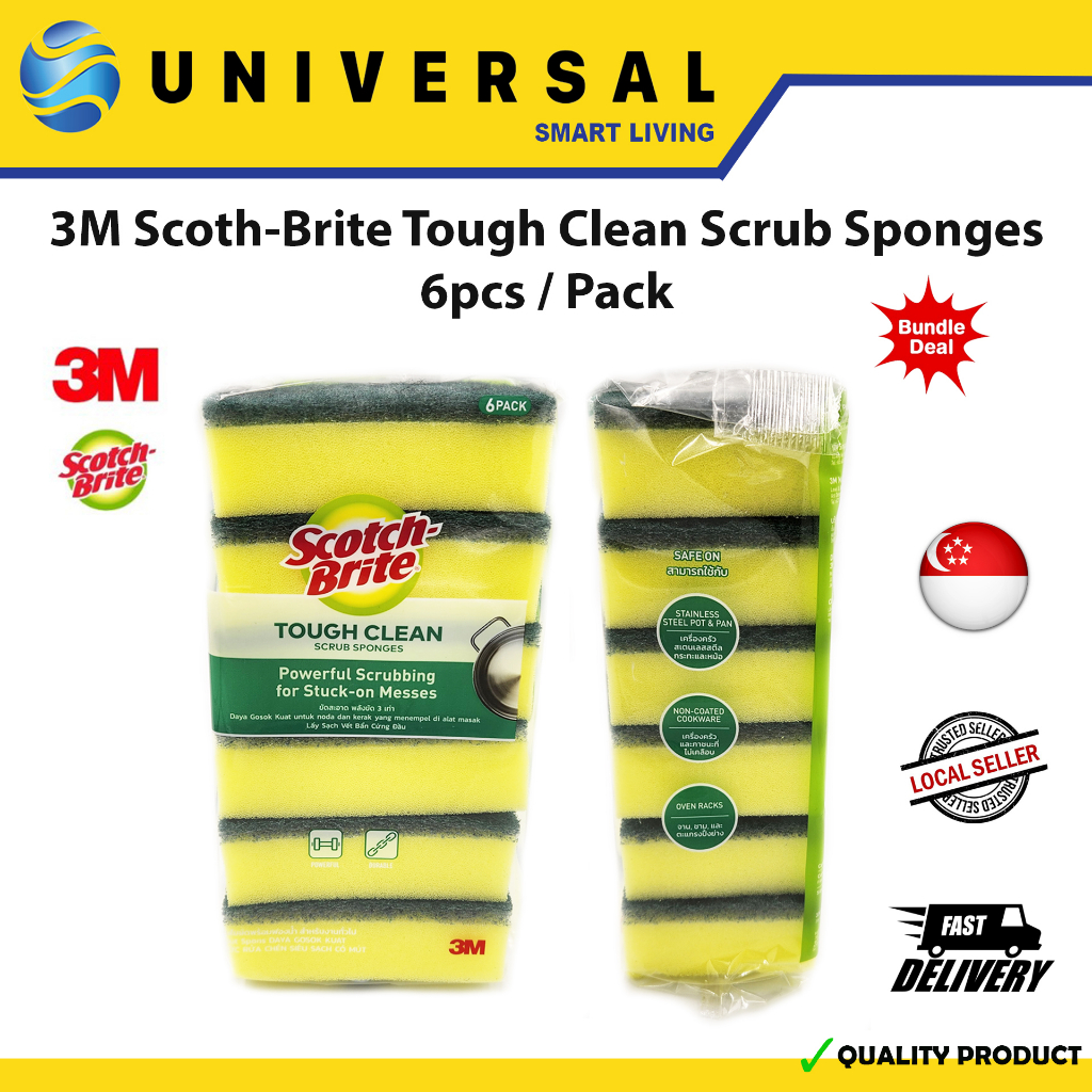 [SG SHOP SELLER] 3M Scoth-Brite Tough Clean (Anti Bacteria) Scrub ...