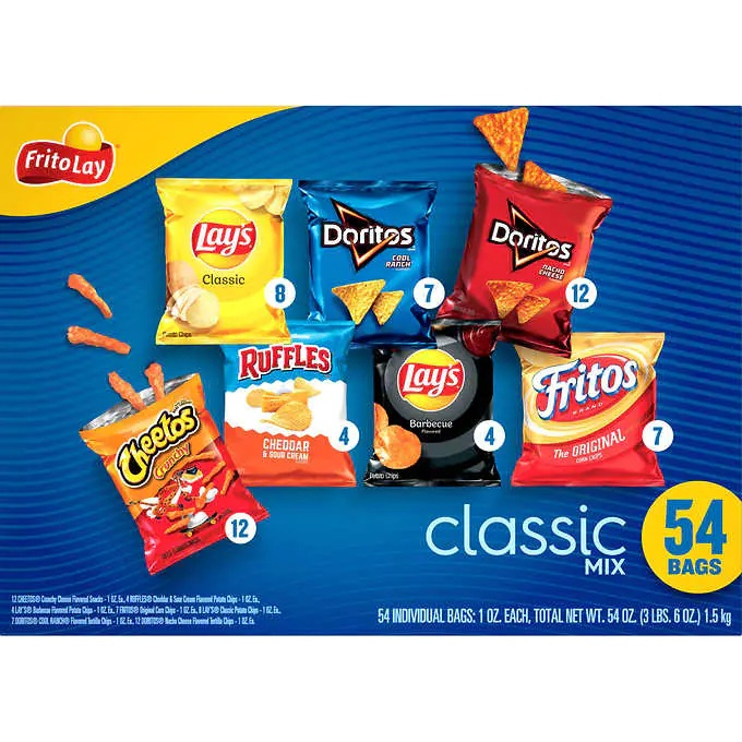 Frito-Lay Snacks Classic Mix Variety Pack, 54 bags - $1.30 per bag ...