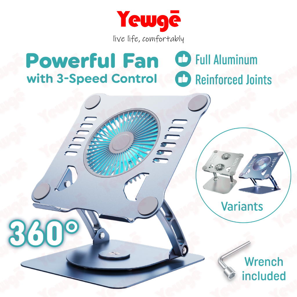 Heavy Duty Aluminum Laptop Stand with Cooling Fan Radiator For Tablet ...