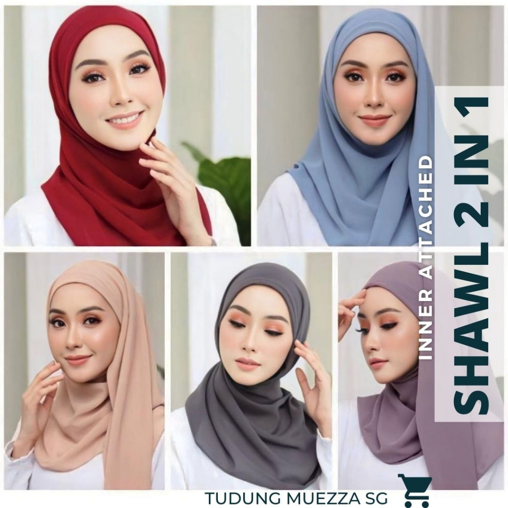 HIJAB SHAWL EXPRESS 2IN1 INSTANT HEAVY CHIFFON INNER SYRIA ATTACHED ...