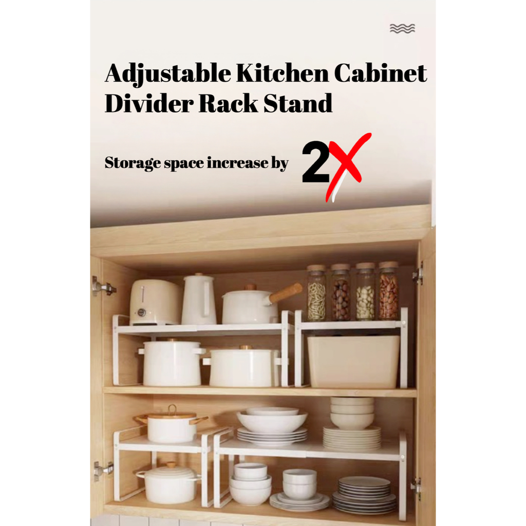 🇸🇬 Ready Stocks | Adjustable Kitchen Cabinet Divider Rack Stand ...