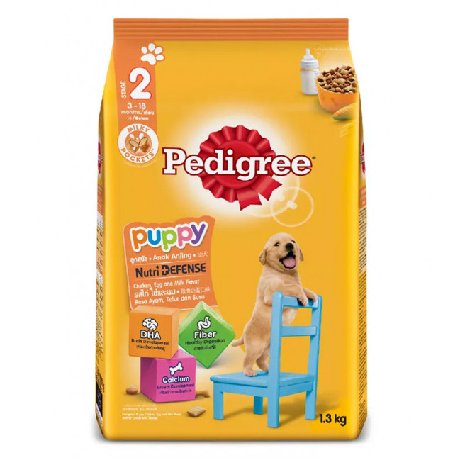 Pedigree Chicken, Egg & Milk Flavor For Puppy Dog Dry Food 1.3kg | Shopee Singapore