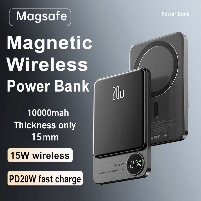 Power Bank Magnetic Wireless PD 20W Fast Charge 10000mAh Transparent ...
