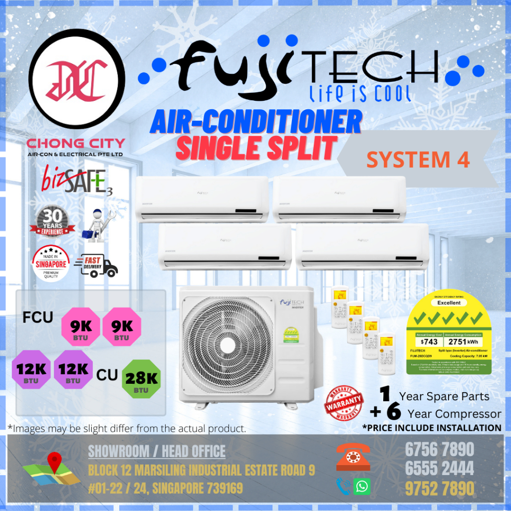 FUJITECH AIRCON Multi-system [System 4] [FCU= 9k + 9k + 12k + 12k, CU ...