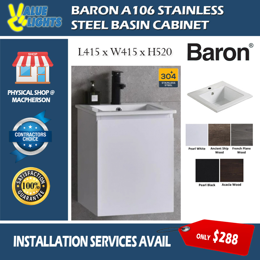 Baron A106 Stainless Steel Basin Cabinet 40CM Bathroom Vanity | Shopee ...