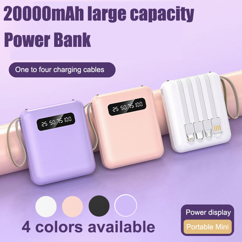 [SG] 20000mAh Portable Power Bank With 4 Cables Digital Display ...